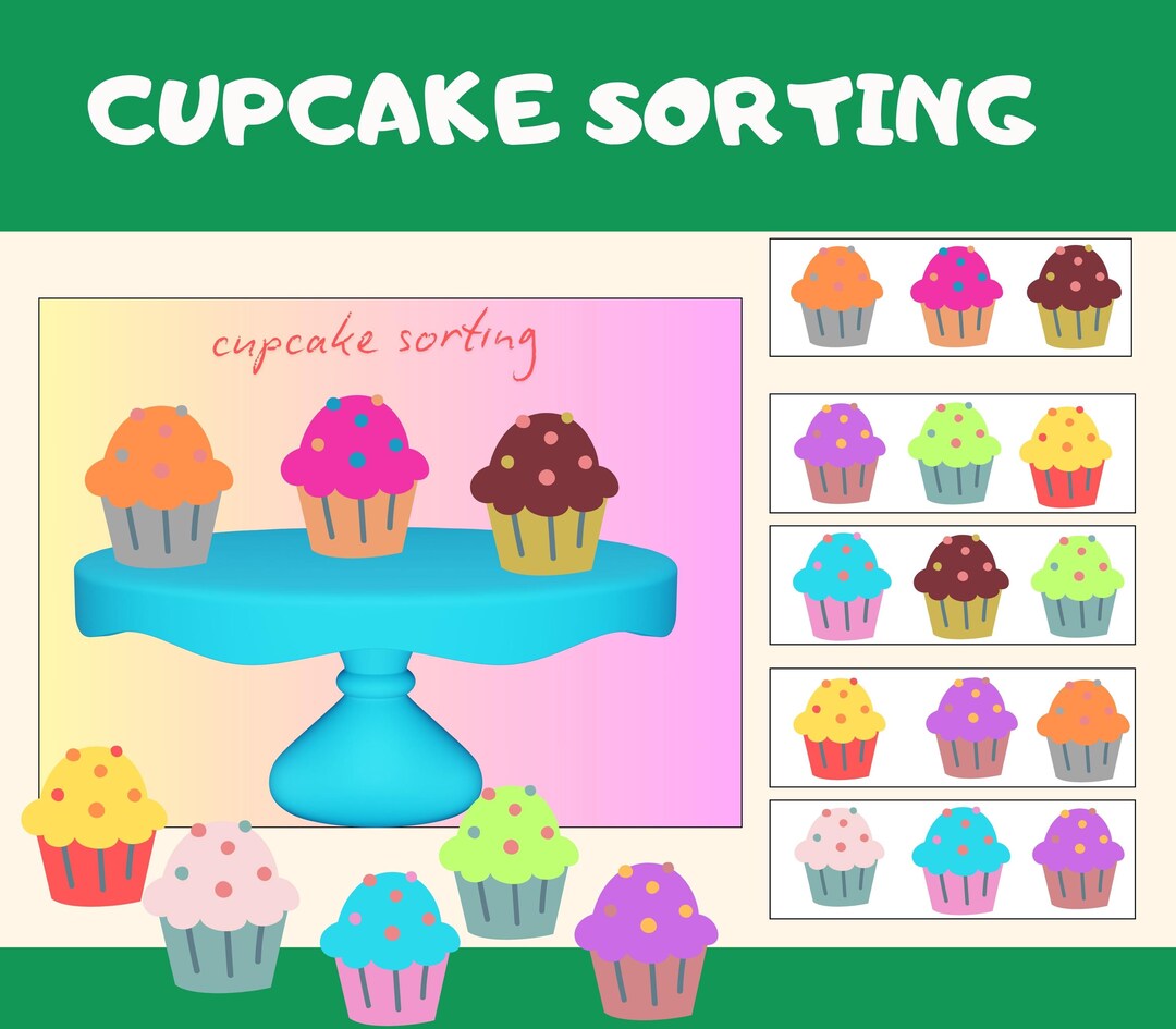 Cupcake Sorting, Fine Motor Skills, Homeschool Worksheet, Color ...