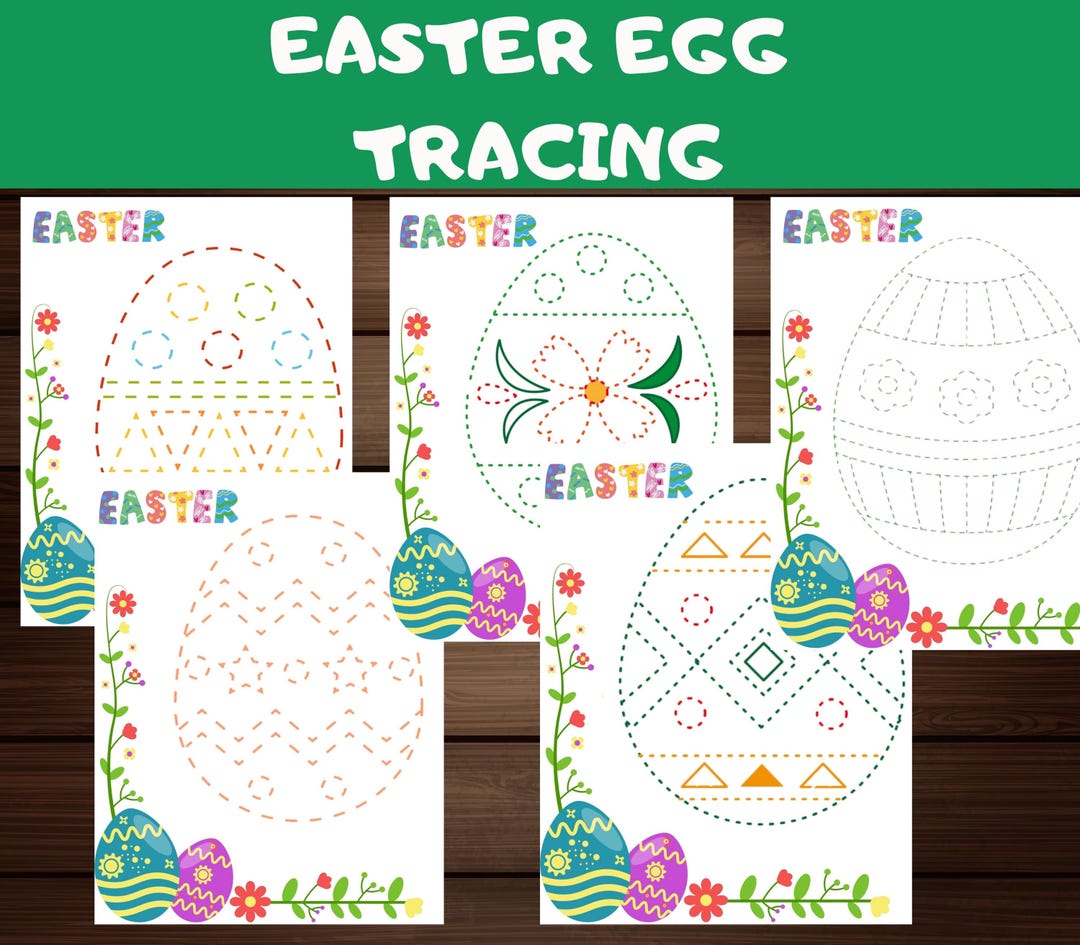 Easter Eggs Trace & Color Worksheets, 18 Coloring Pages, Easter Kids ...