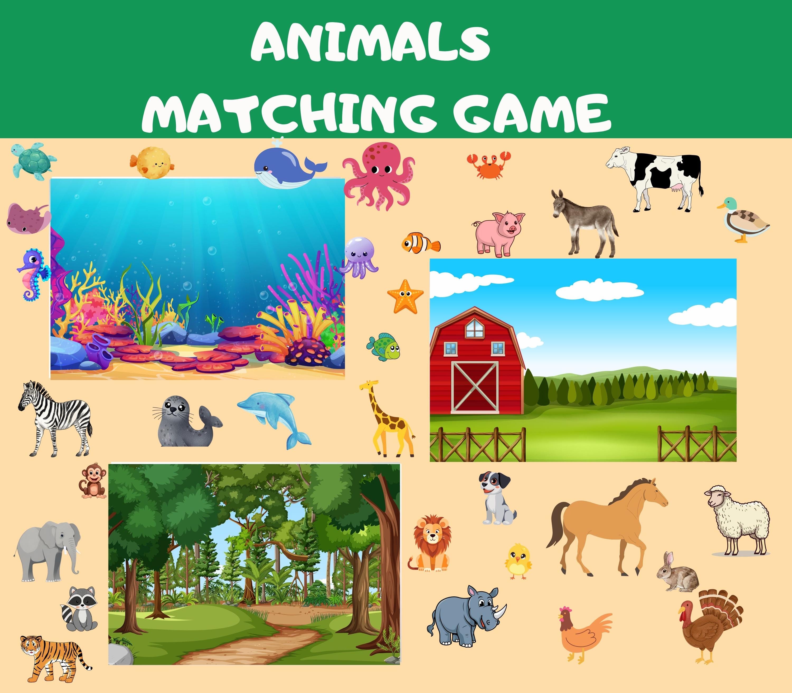 Printable Matching Activity, Animal Matching Game, Toddler and ...