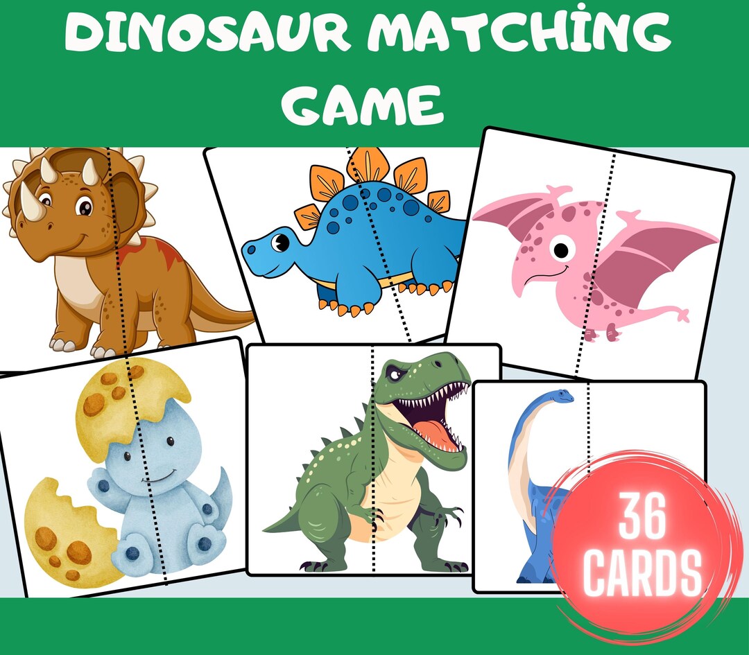 Dinosaur Flashcard,halves Matching,dinosaur Montessori,dinosaur ...
