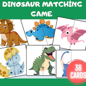 Dinosaur Flashcard,halves Matching,dinosaur Montessori,dinosaur ...