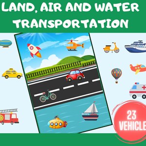 Printable Sorting Activities, Air Land Water Sorting, Transportation ...
