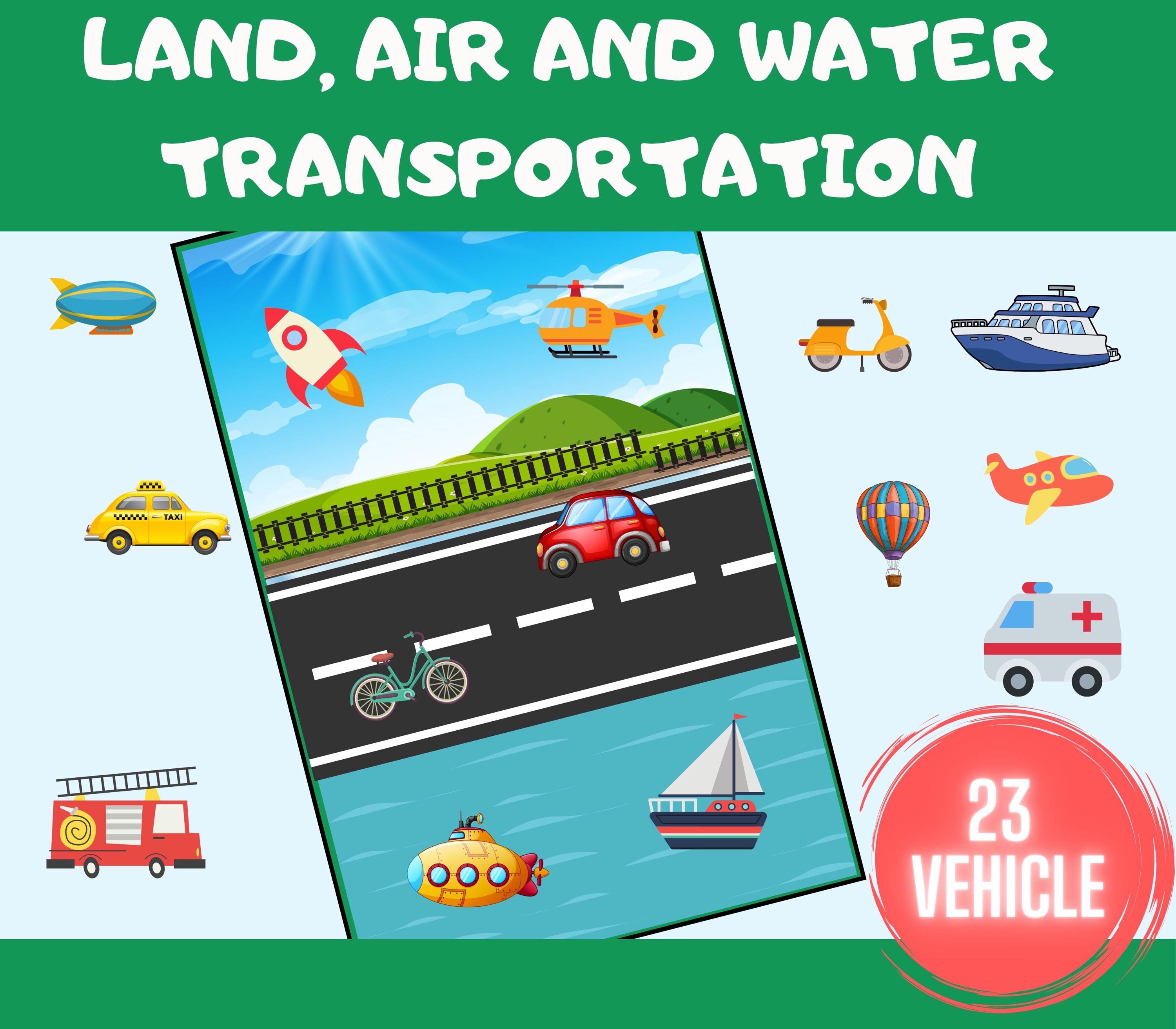 Printable Sorting Activities, Air Land Water Sorting, Transportation ...