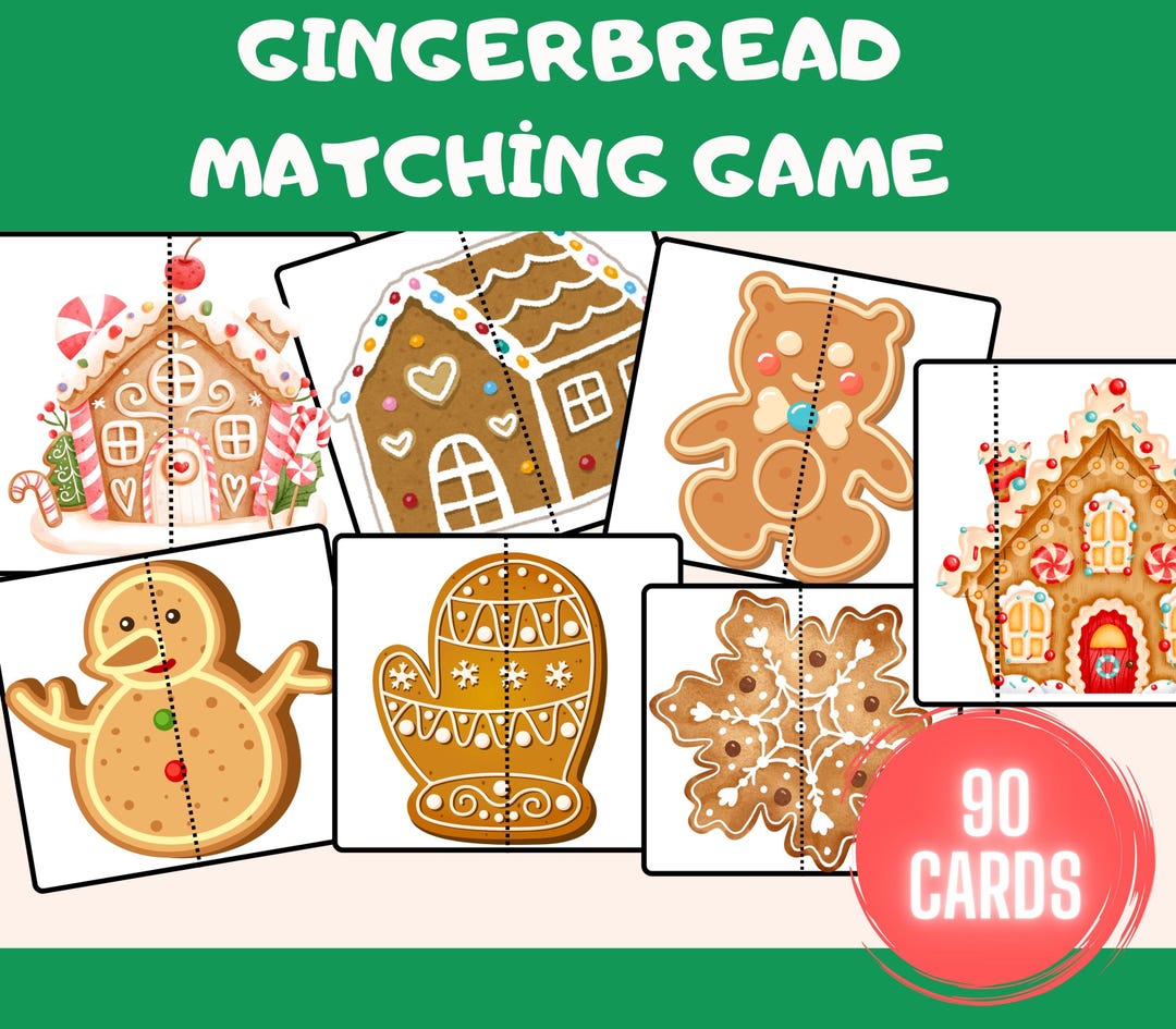 Gingerbread Matching Game for Toddlers, Christmas Games Printable ...