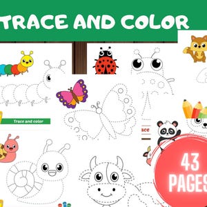 Animals, Trace and Color Worksheets, Coloring Pages, Tracing Practice ...