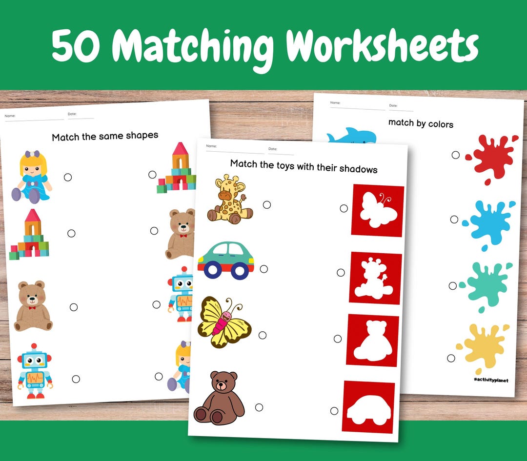 Printable Matching Worksheets, Match the Picture, Color Matching, Shape ...