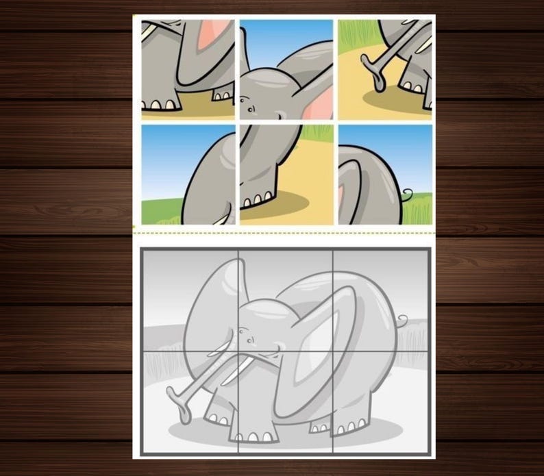 Animals Matching Game for Kids, Symmetry Puzzle, Animals Puzzle, Cut ...