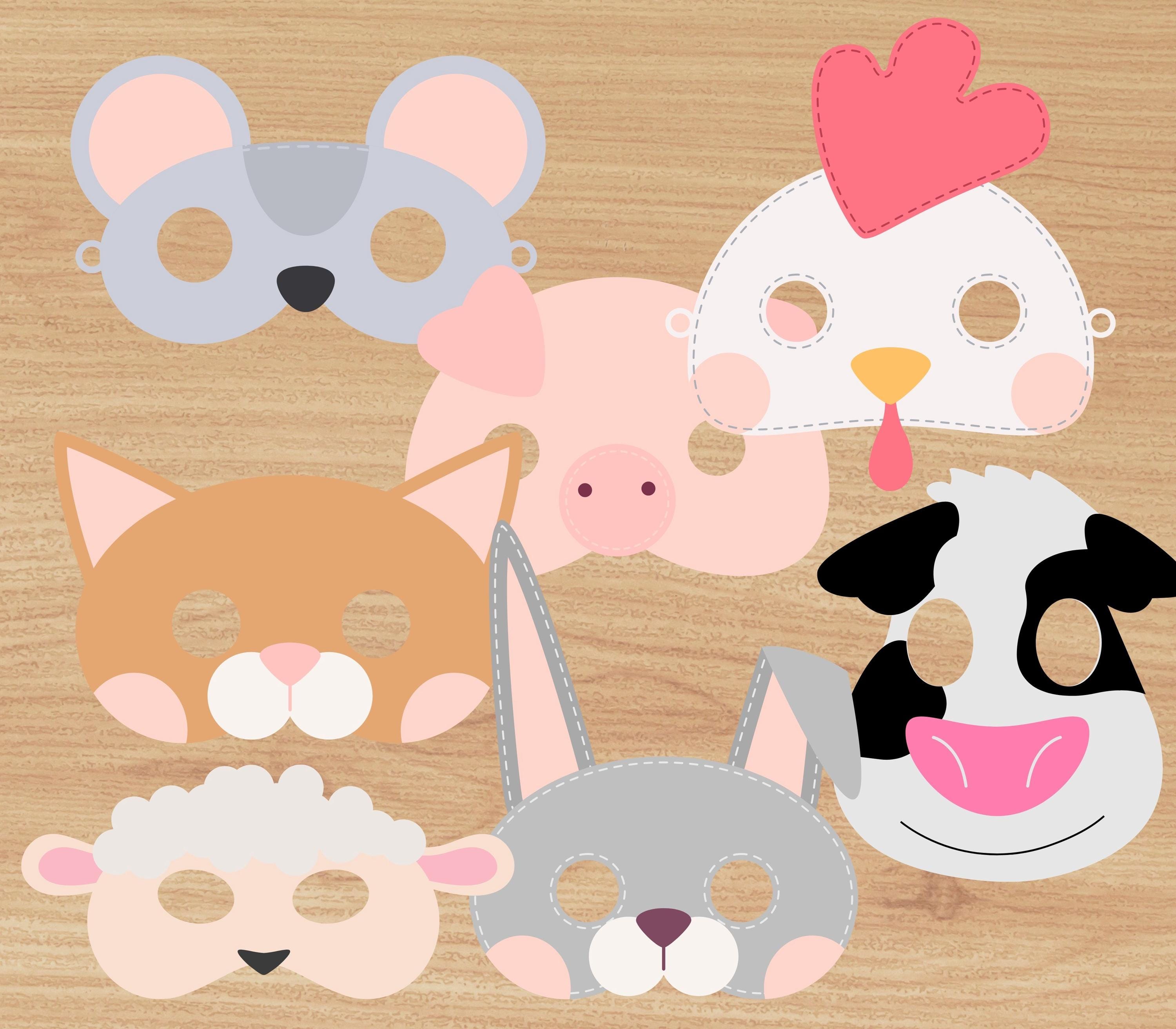 FARM ANIMALS Masks | Seven Printable Masks | Precolored | PDF | Costume ...