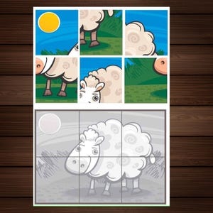 Animals Matching Game for Kids, Symmetry Puzzle, Animals Puzzle, Cut ...