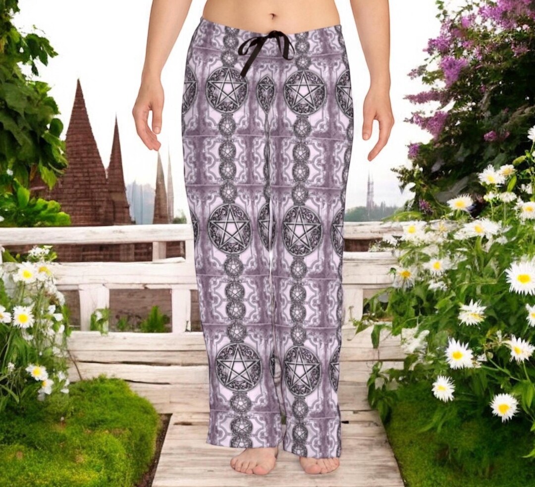 Purple Pentagram Womens Pajama Pants, Pastel Goth Witch Sleepwear ...