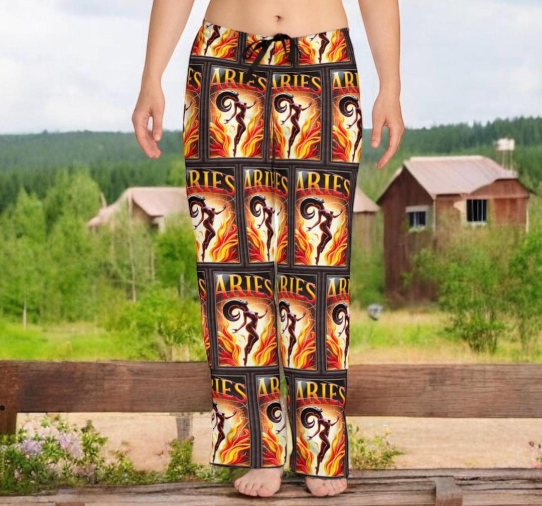 Aries Zodiac Sign Pajama Pants, Astrology Witchy Lounge Bottoms, Mystical Magic Sleepwear ...