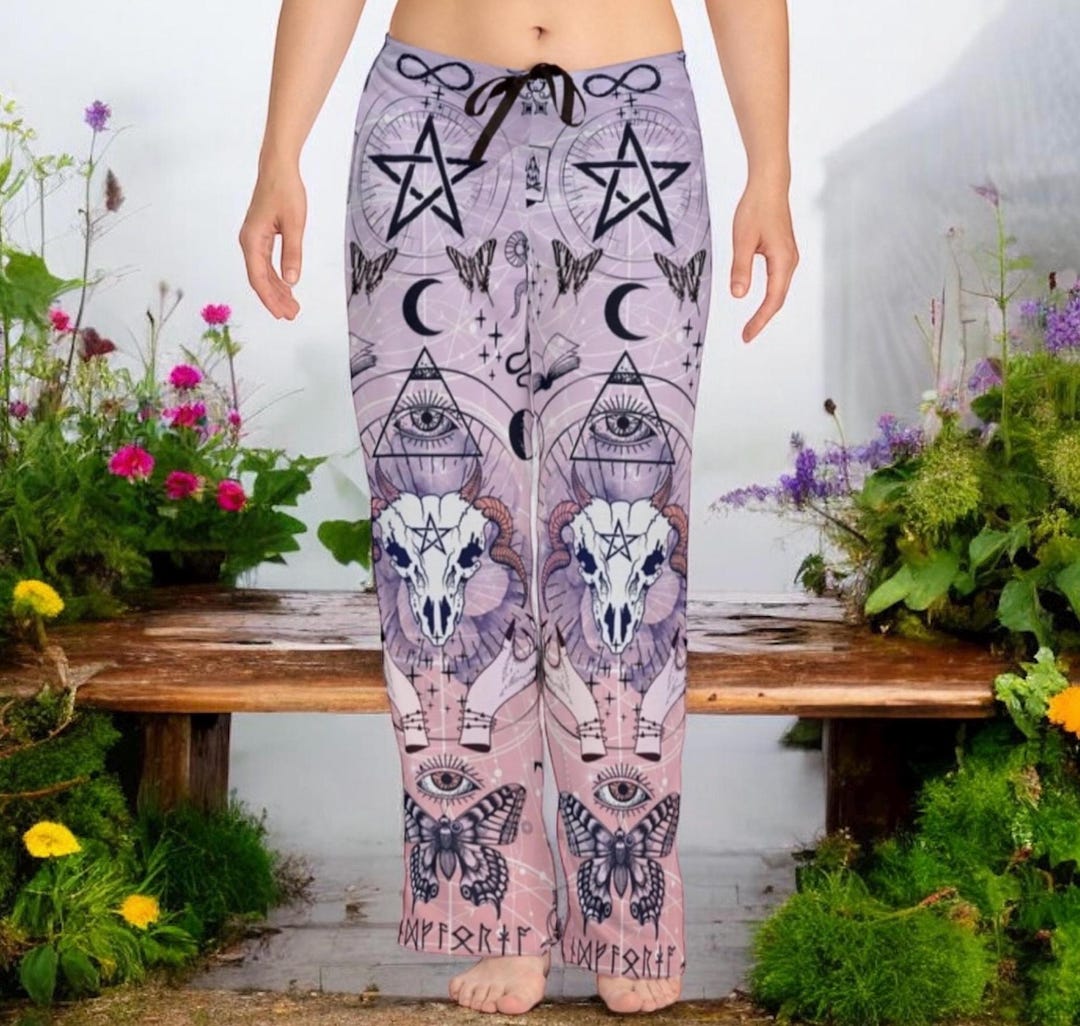 Witchy Pajama Pants, Occult Loungewear, Gothic Sleepwear, Pentagram ...