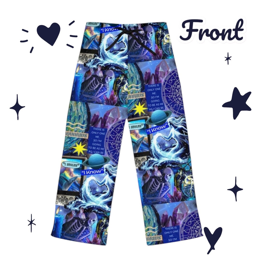 Aquarius Celestial Lounge Pants for Women, Zodiac Symbol Pajama Bottoms ...