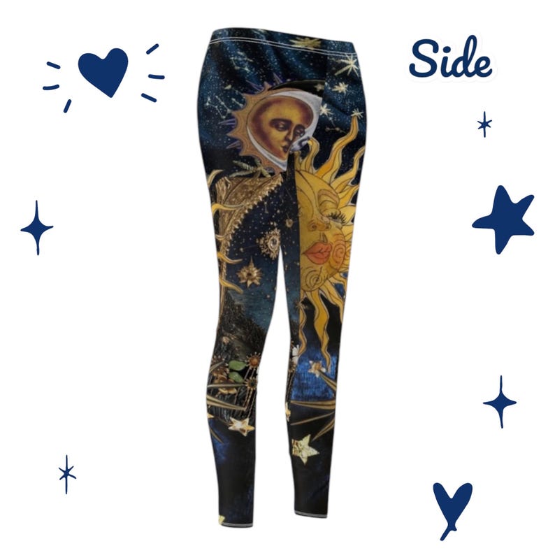 Celestial Leggings, Sun Moon Yoga Pants, Cosmic Stretchy Pants, Witchy ...