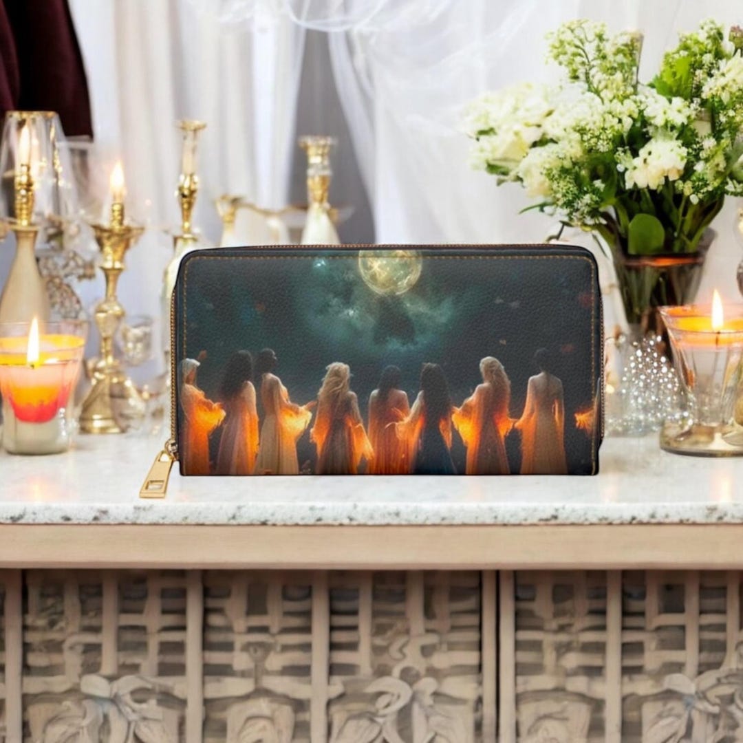 Celestial Witchcraft Zipper Wallet, Samhain Pagan Moon Purse, Wiccan ...