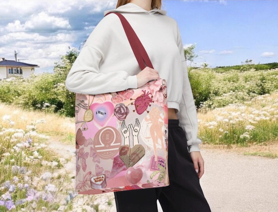 Libra Zodiac Tote Bag Pink Astrology Gift Celestial Horoscope Purse ...