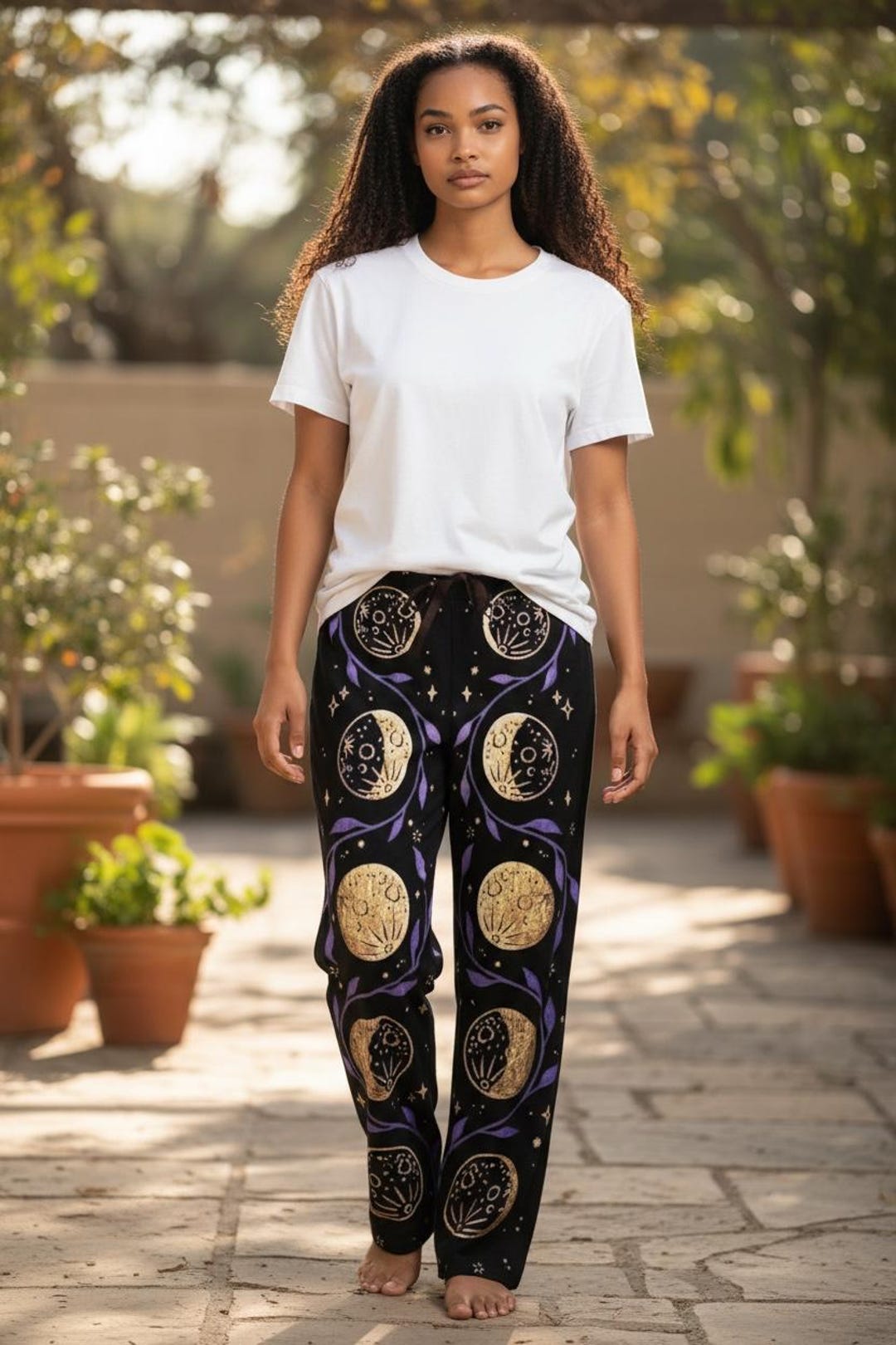 Womens Lounge Pants, Moon Phase Pajama Bottoms, Celestial Witchy ...