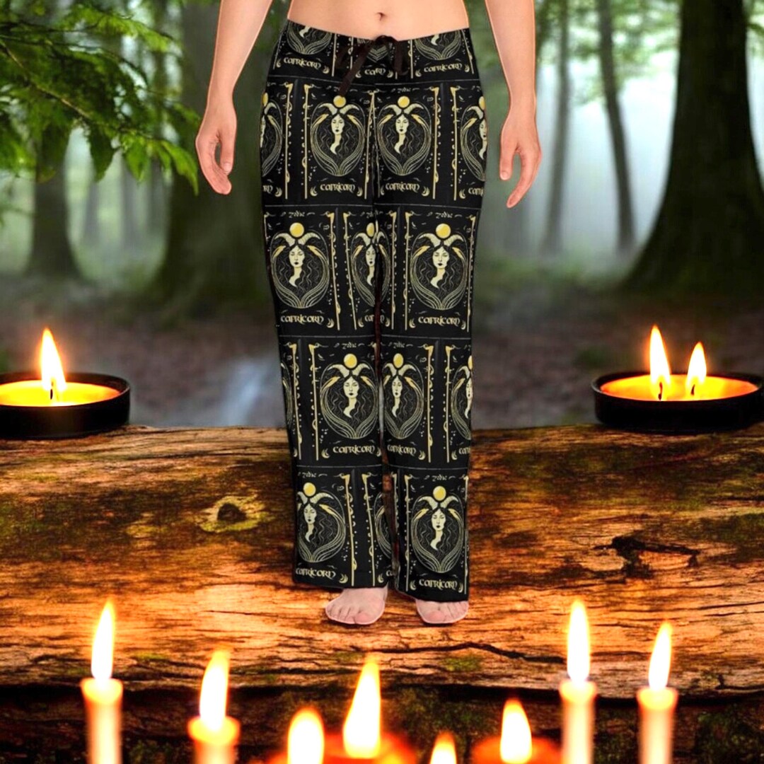 Capricorn Zodiac Pajama Pants for Women, Witchy Astrology Lounge Pants ...
