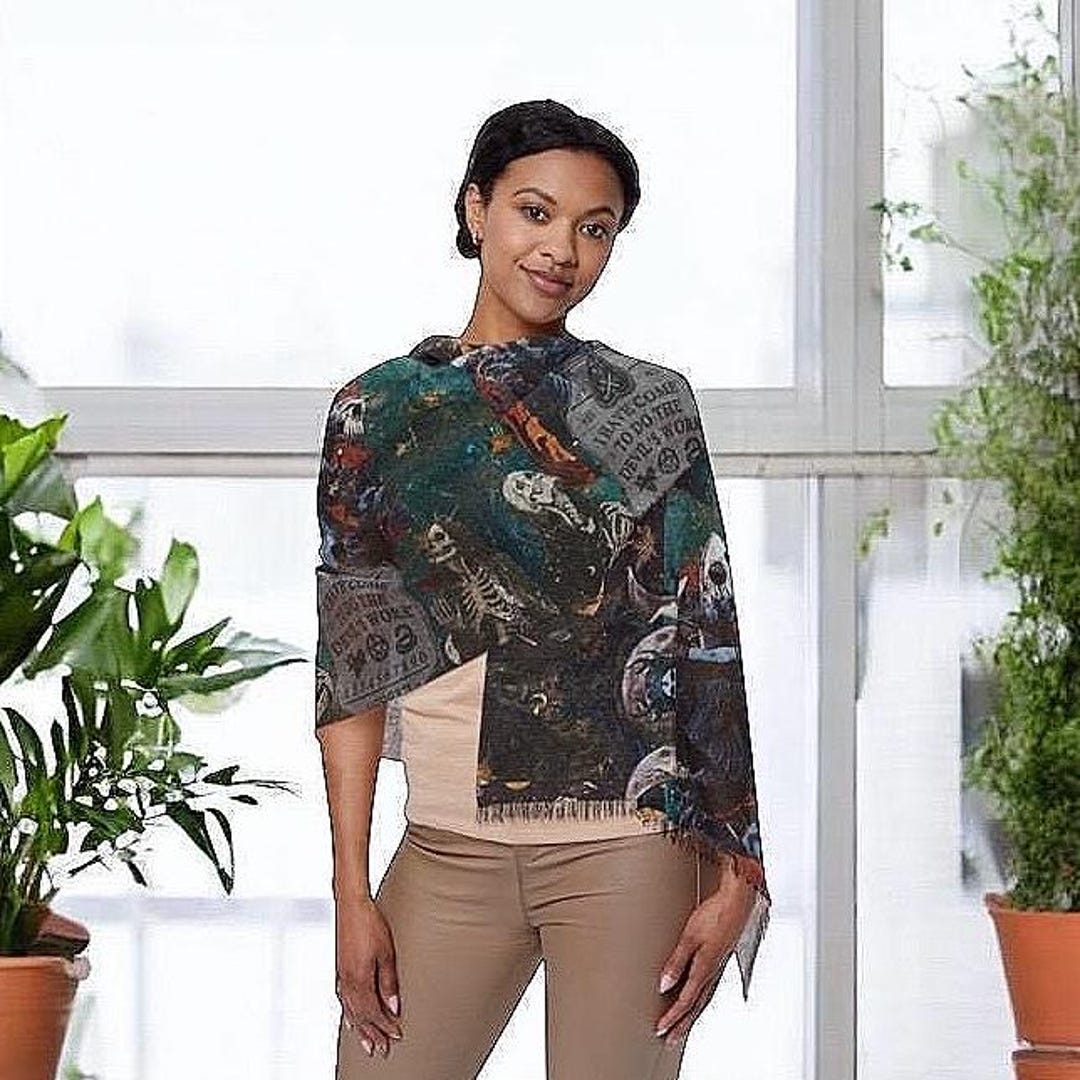 Goddess Scarf, Hecate Light Wrap for Witchy Style, Serpent Design Shawl ...