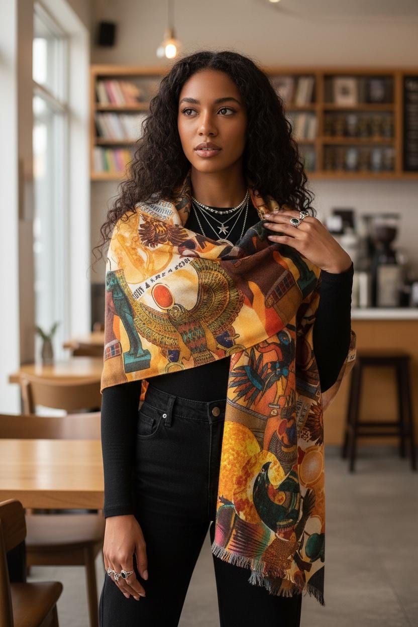 Egyptian Goddess Isis Scarf, Ancient Egypt Hieroglyphic Shawl Wrap - Etsy