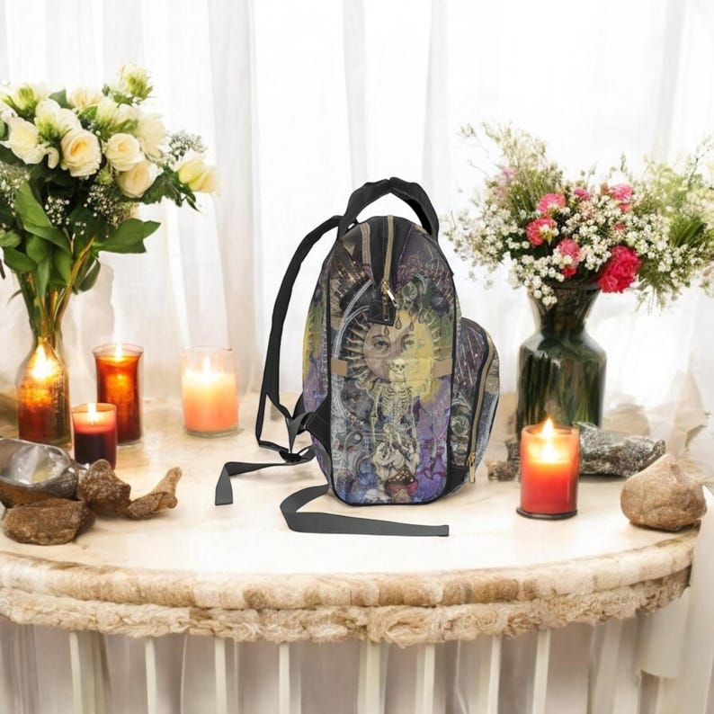 Celestial Sun Moon Face Backpack, Witchy Gothic Skeleton Book Bag ...