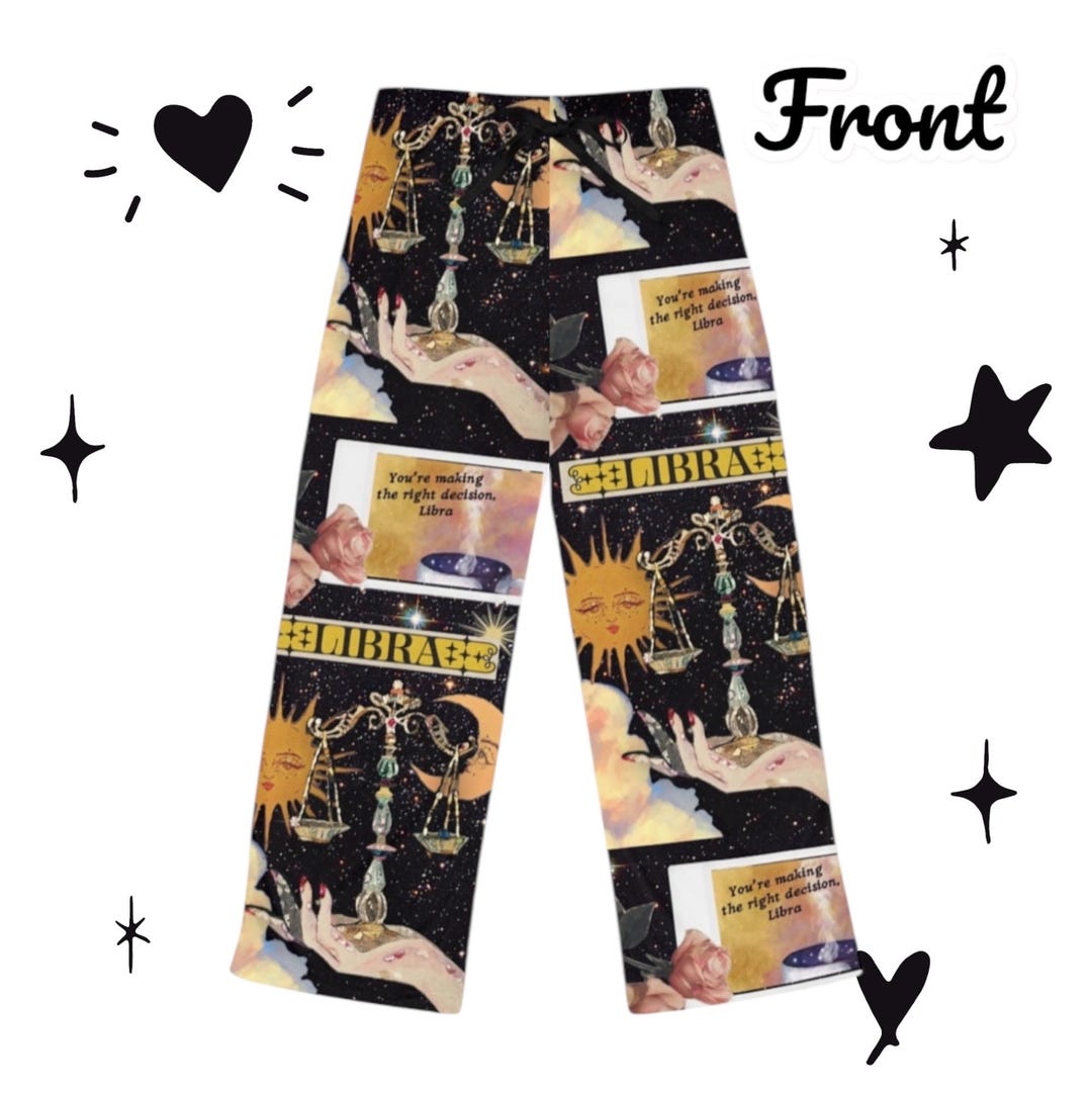 Libra Zodiac Pajama Pants for Women - Astrology Lounge Bottoms ...