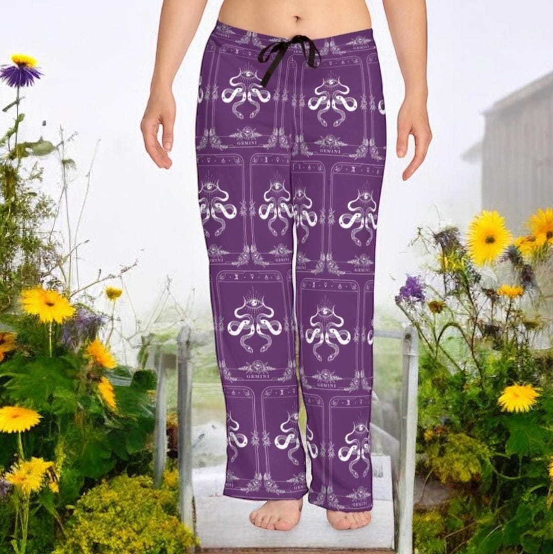 Gemini Zodiac Pajama Pants, Sun Sign Lounge Bottoms, Purple Horoscope ...
