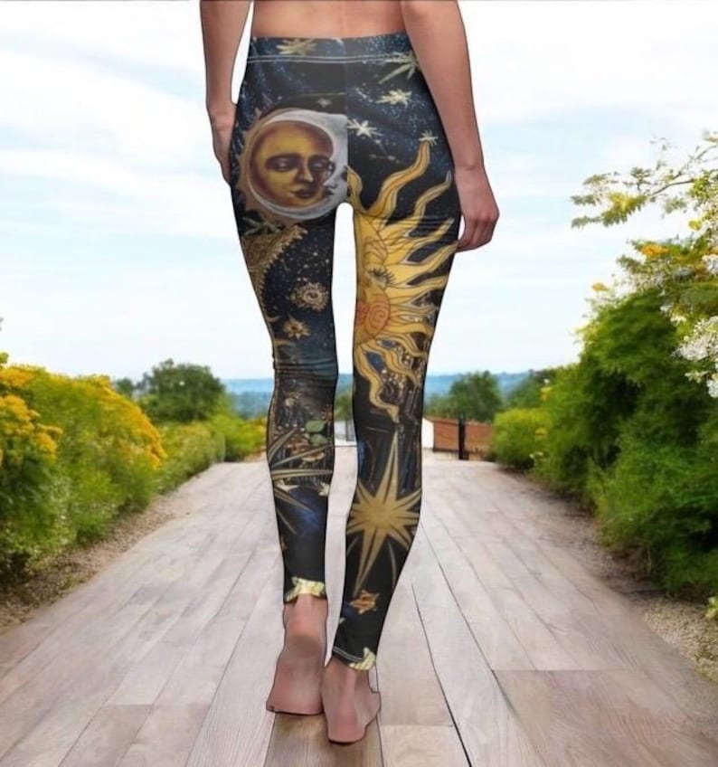 Celestial Leggings, Sun Moon Yoga Pants, Cosmic Stretchy Pants, Witchy ...