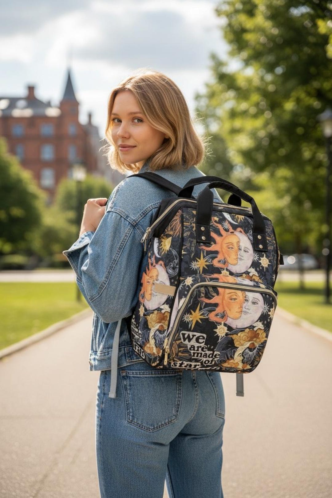 Celestial Sun Moon Backpack Zodiac Astrology School Bag Witchy Cosmic ...