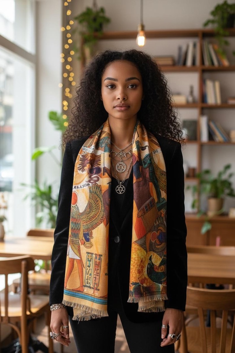 Egyptian Goddess Scarf for Women, Isis Winged Sun Shawl, Ancient Egypt ...