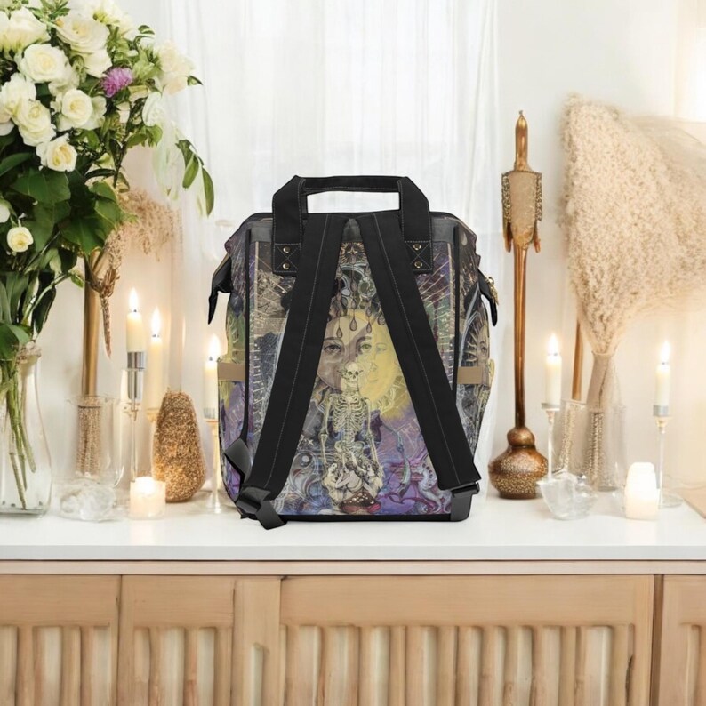Celestial Sun Moon Face Backpack, Witchy Gothic Skeleton Book Bag ...