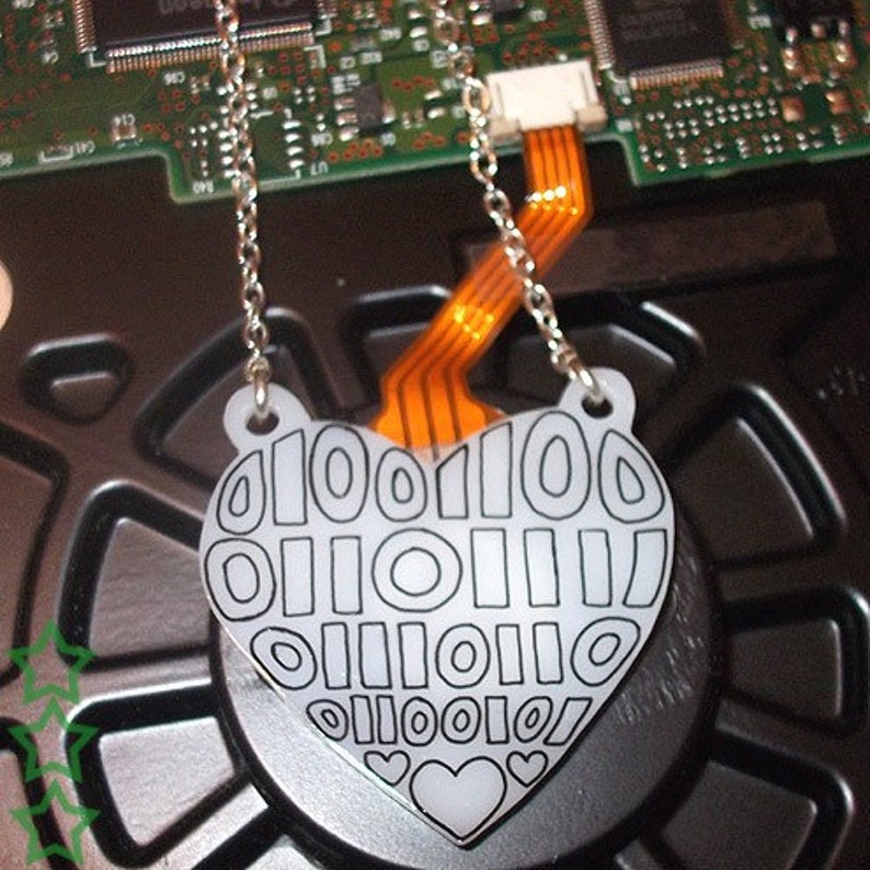 LOVE in Binary Binary Code Heart Necklace Valentine's - Etsy