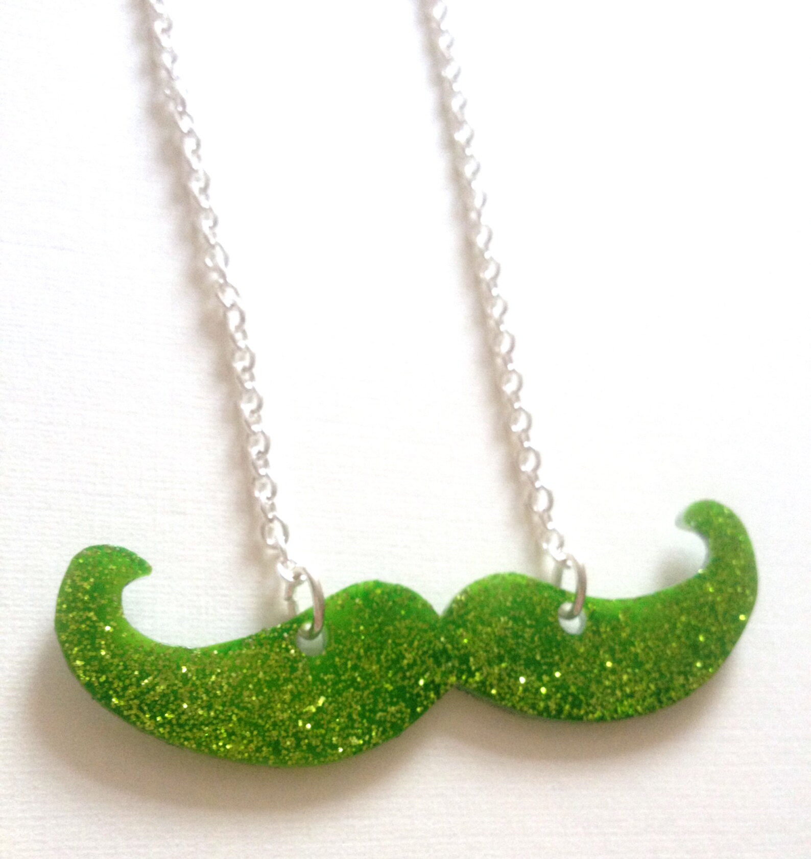 GLITTER Moustache Necklace - LUXE Sparkly Glittery - Choose Your Colour ...