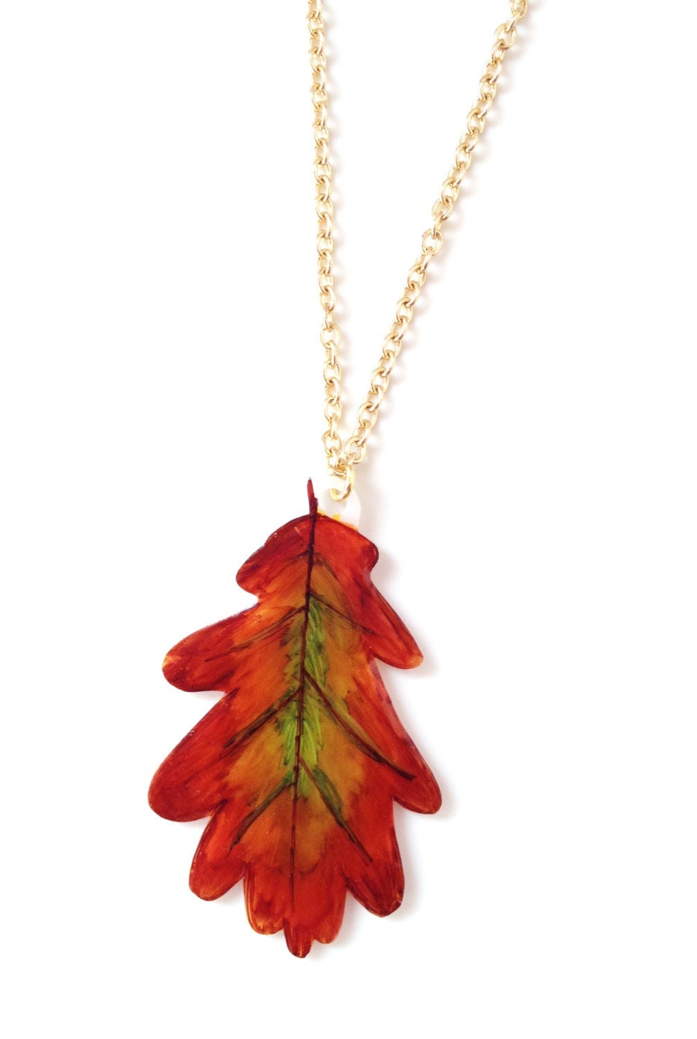 Oak Leaf Pendant Necklace Fall / Autumn Leaves, British Tree, Autumnal ...