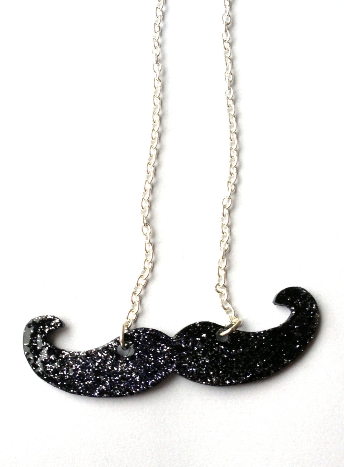 GLITTER Moustache Necklace - LUXE Sparkly Glittery - Choose Your Colour ...