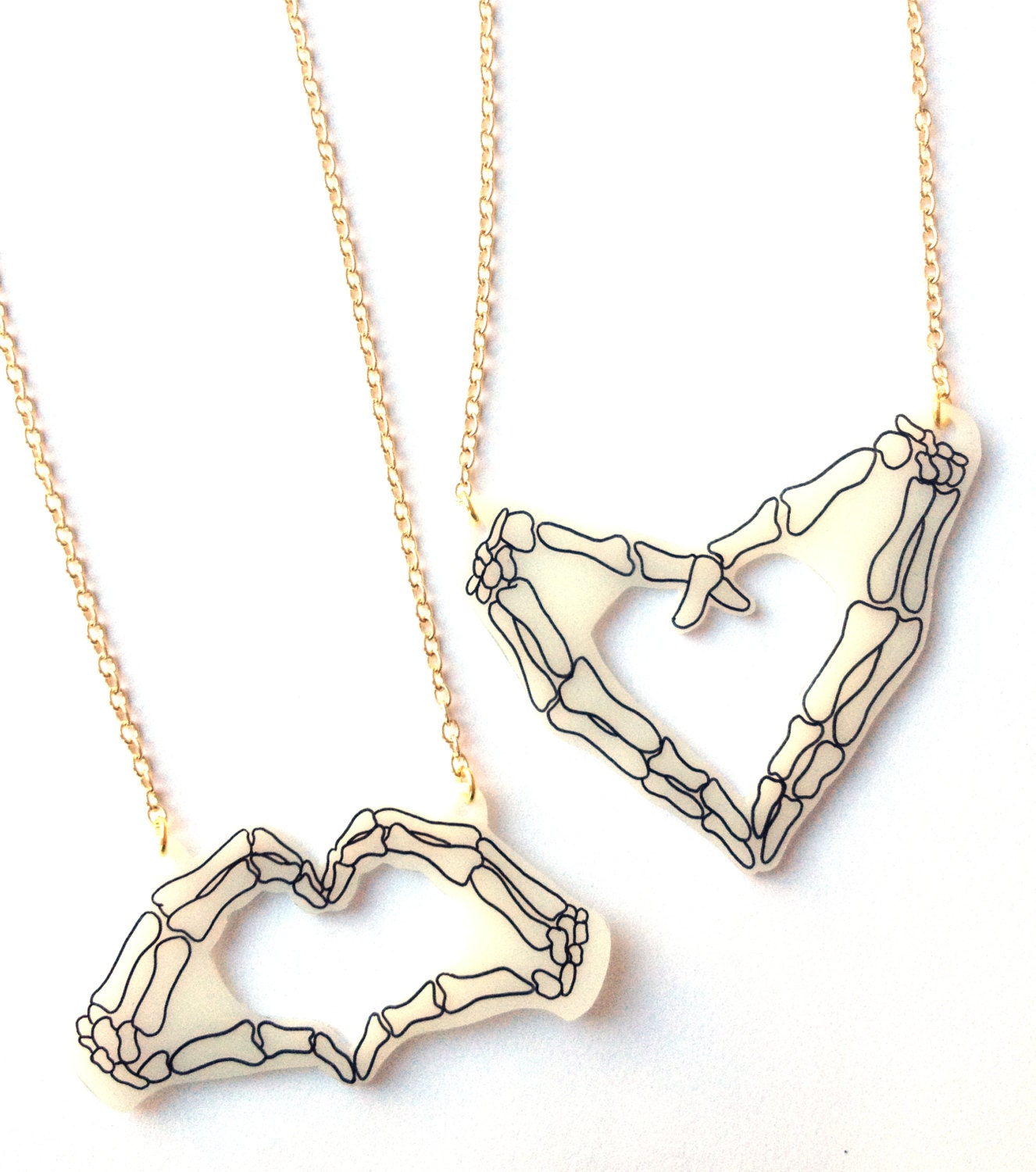 Skeleton Hands Necklace Halloween Heart Hands Zombie | Etsy