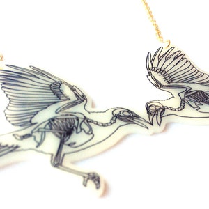 Bird Skeleton Necklace - Halloween, Two Magpies, Crow Wings, Raven ...