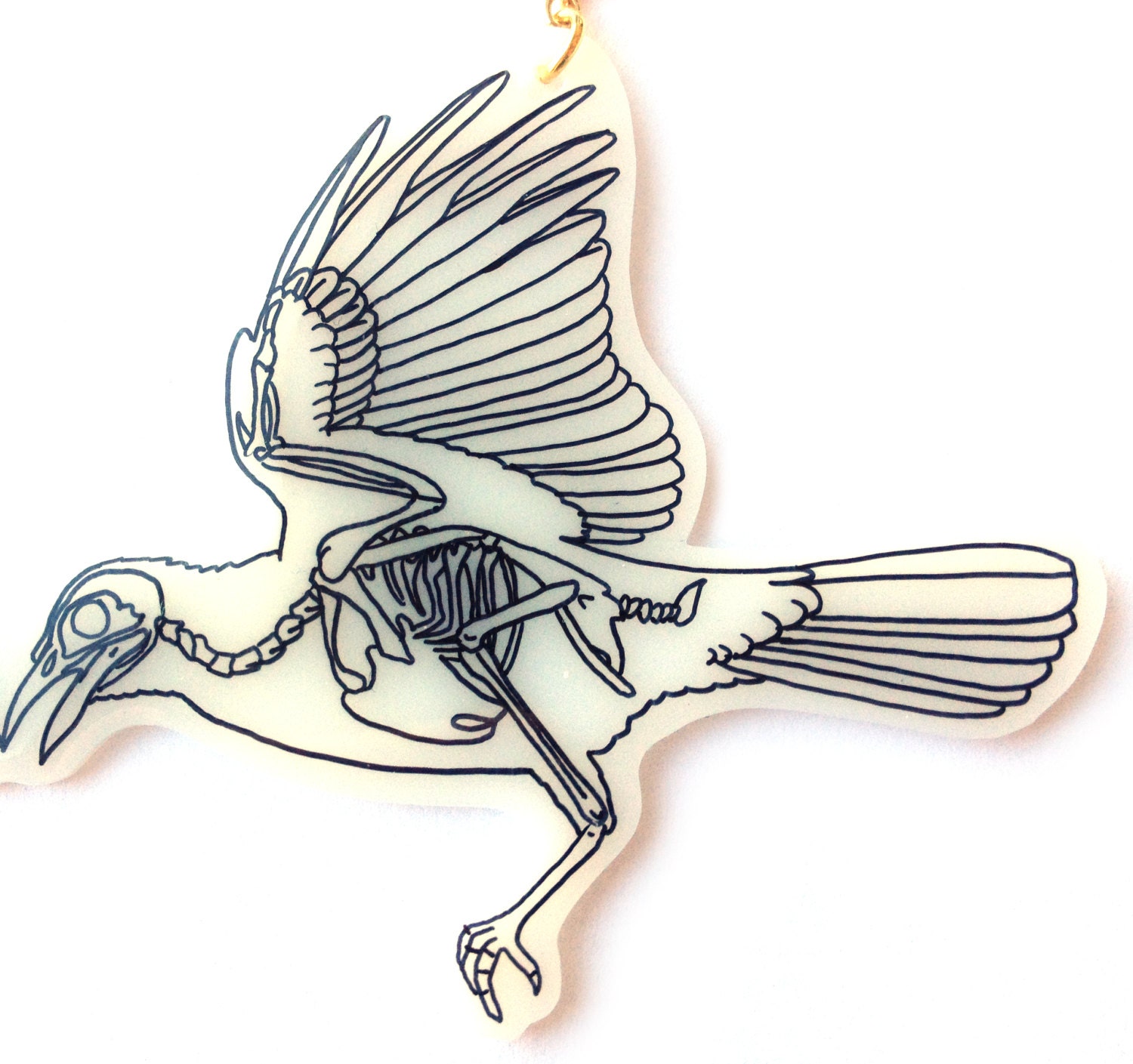 Bird Skeleton Necklace - Halloween, Two Magpies, Crow Wings, Raven ...