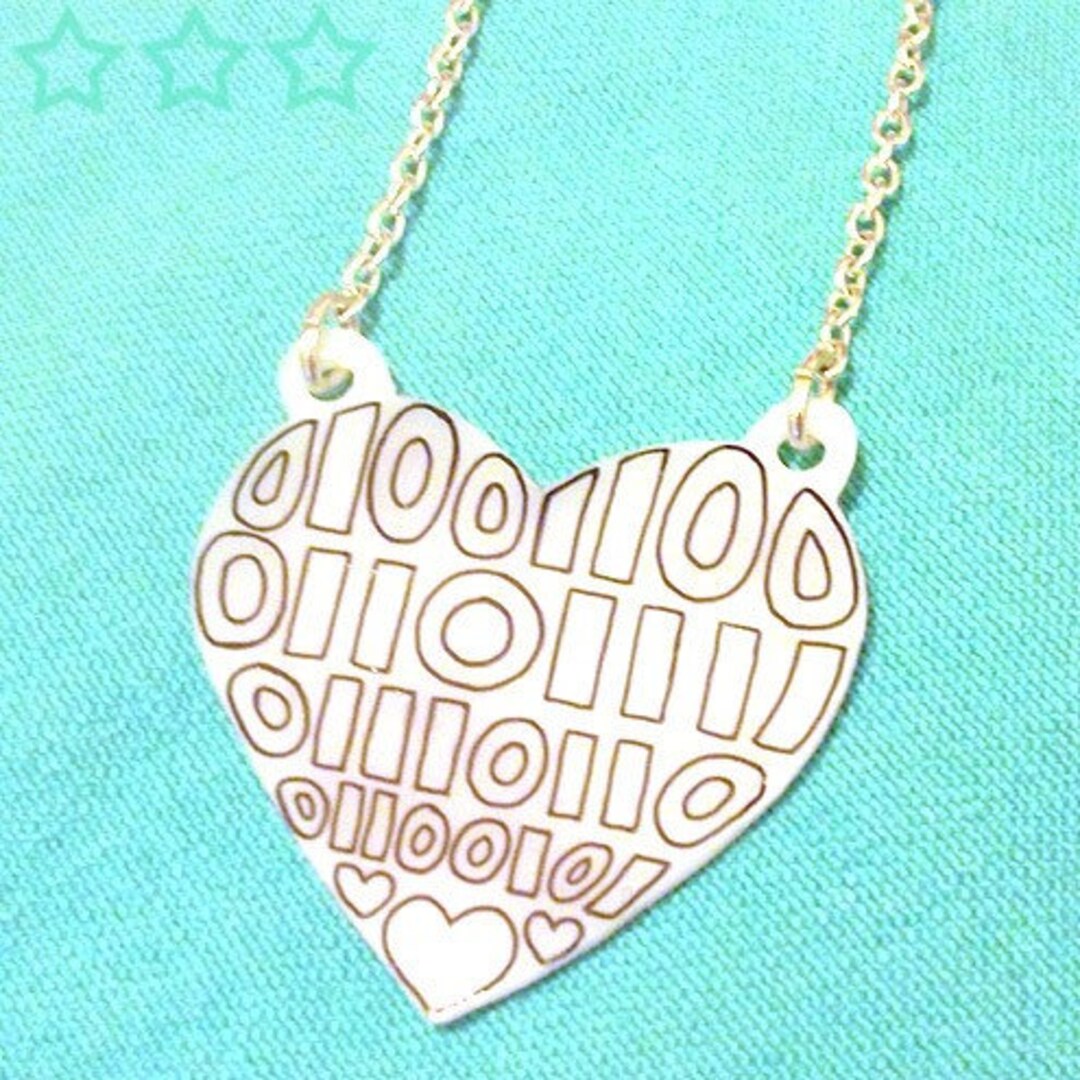 LOVE in Binary - Binary Code Heart Necklace - Valentine's, Geek, Love ...