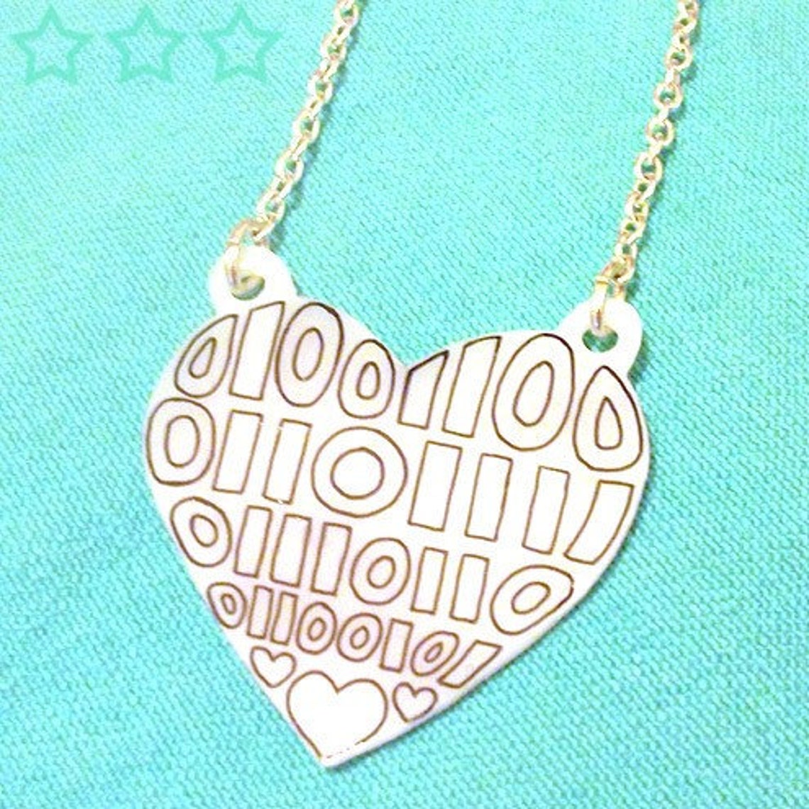 LOVE in Binary Binary Code Heart Necklace Valentine's - Etsy