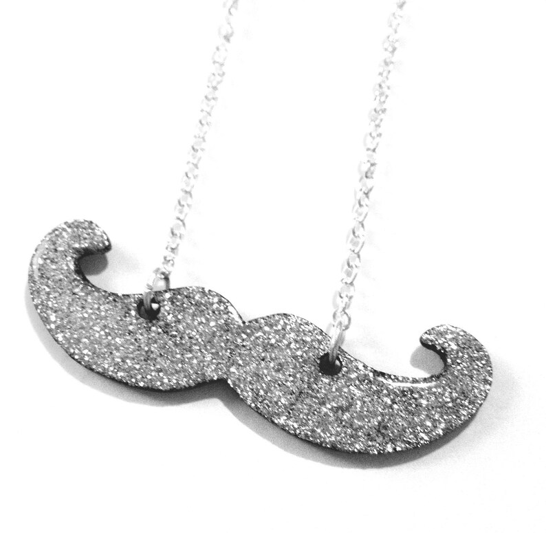 GLITTER Moustache Necklace - LUXE Sparkly Glittery - Choose Your Colour ...