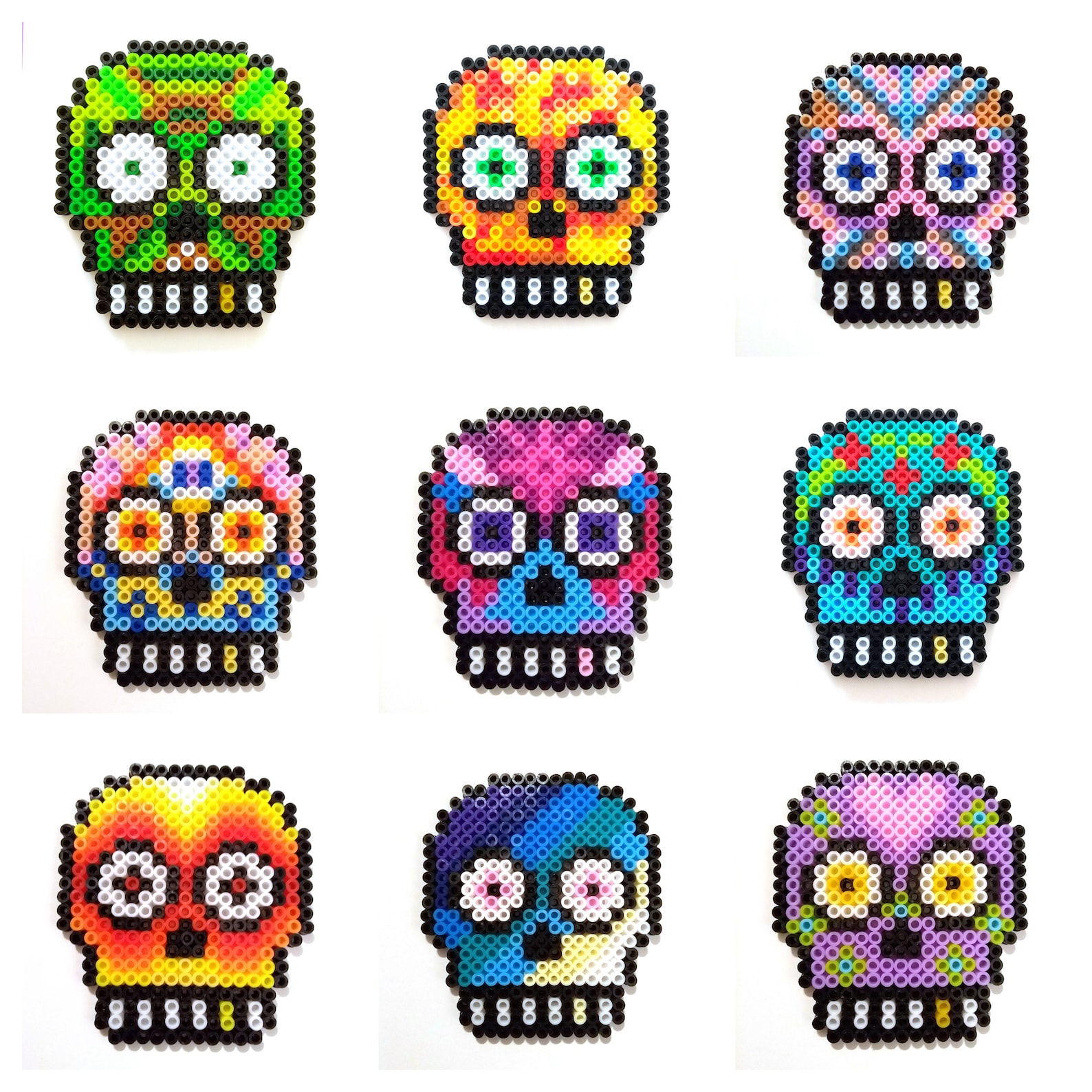 Sugar Skull Pixel Bead Coaster Flat Perler Hama Bead - Etsy