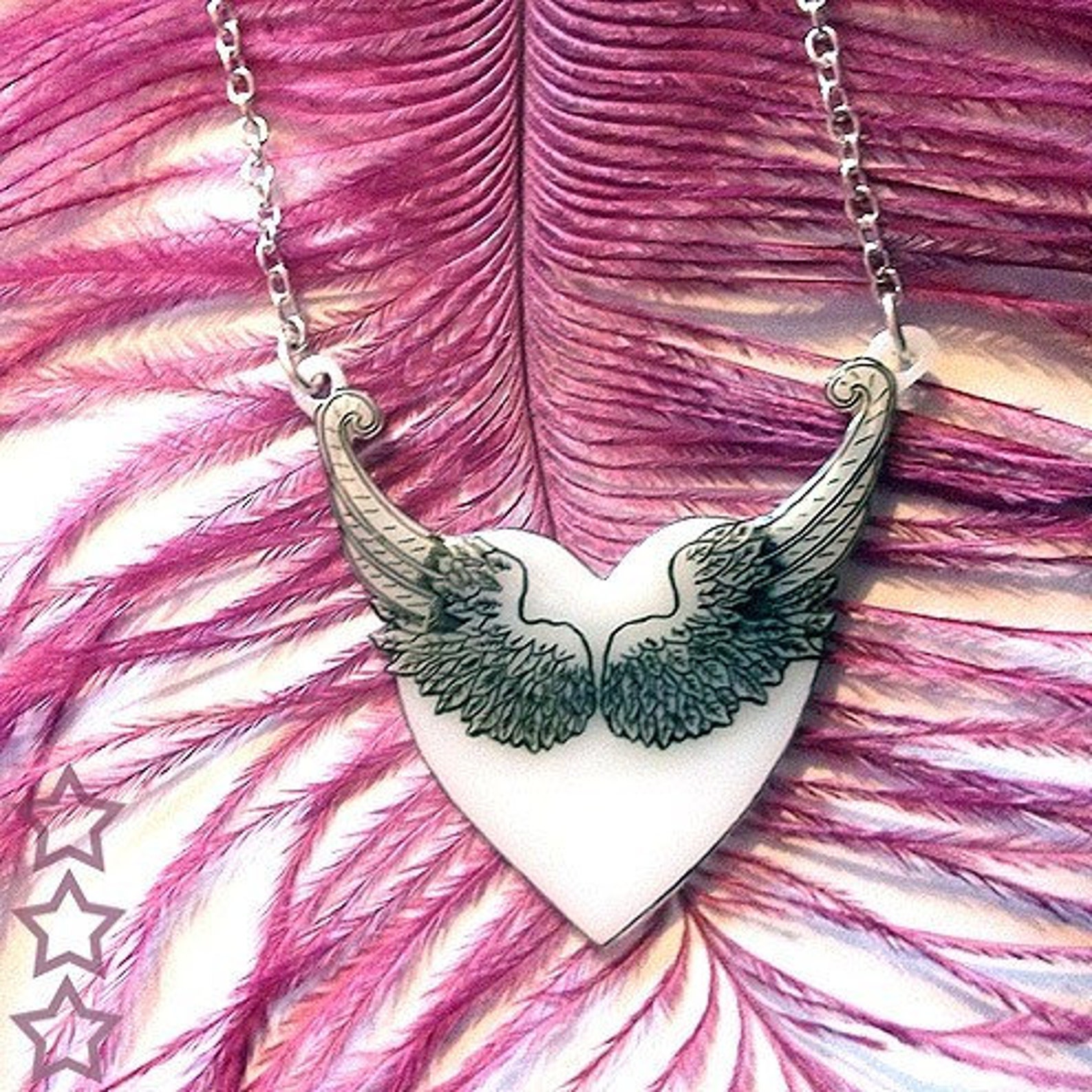 Winged Heart Necklace Heart With Wings Angel Love Heart - Etsy
