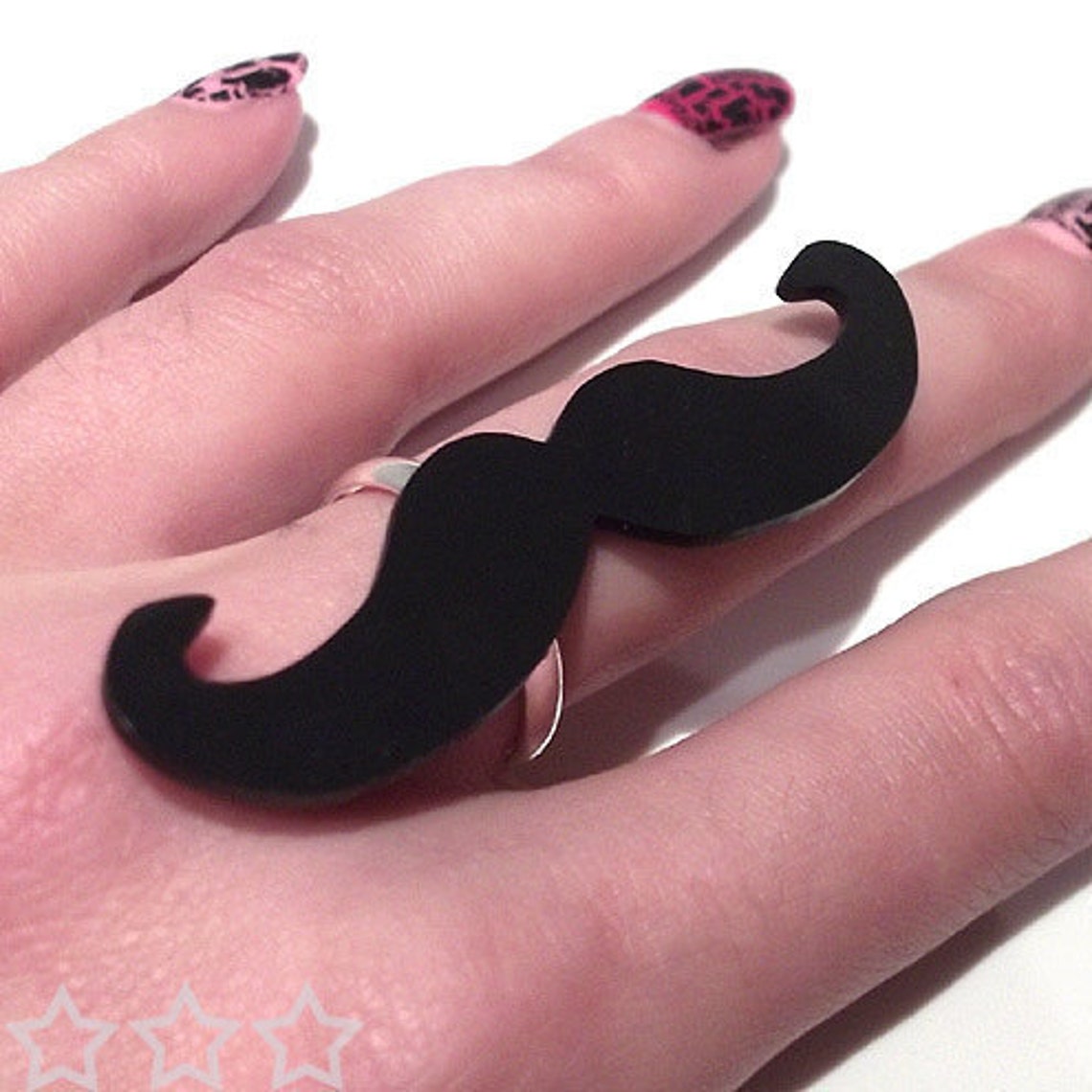 Moustache Ring Adjustable Black Funny Cute Ring - Etsy