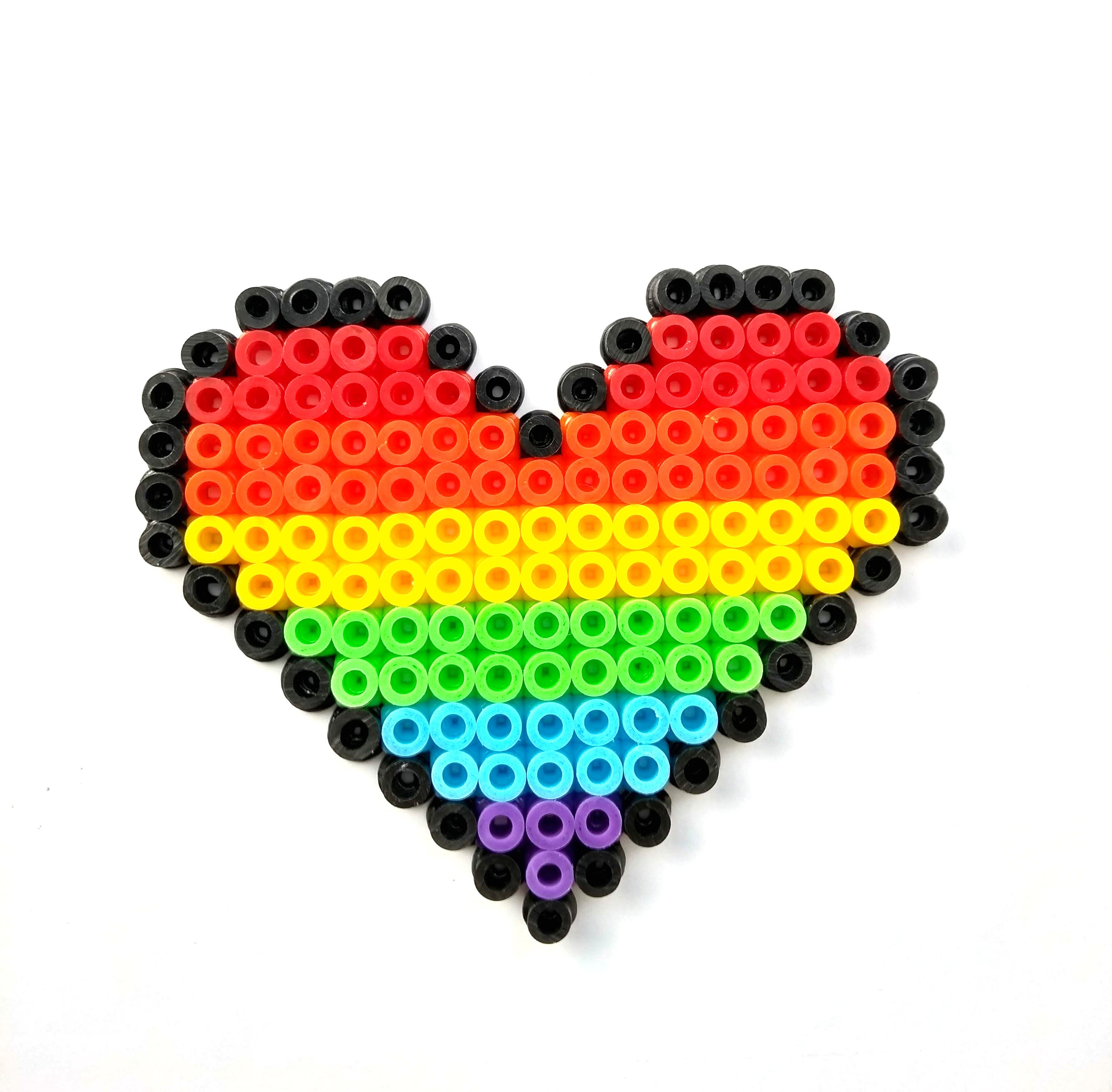 Rainbow Heart Pixel Bead Hanging Decoration / Magnet Flat Perler Hama ...