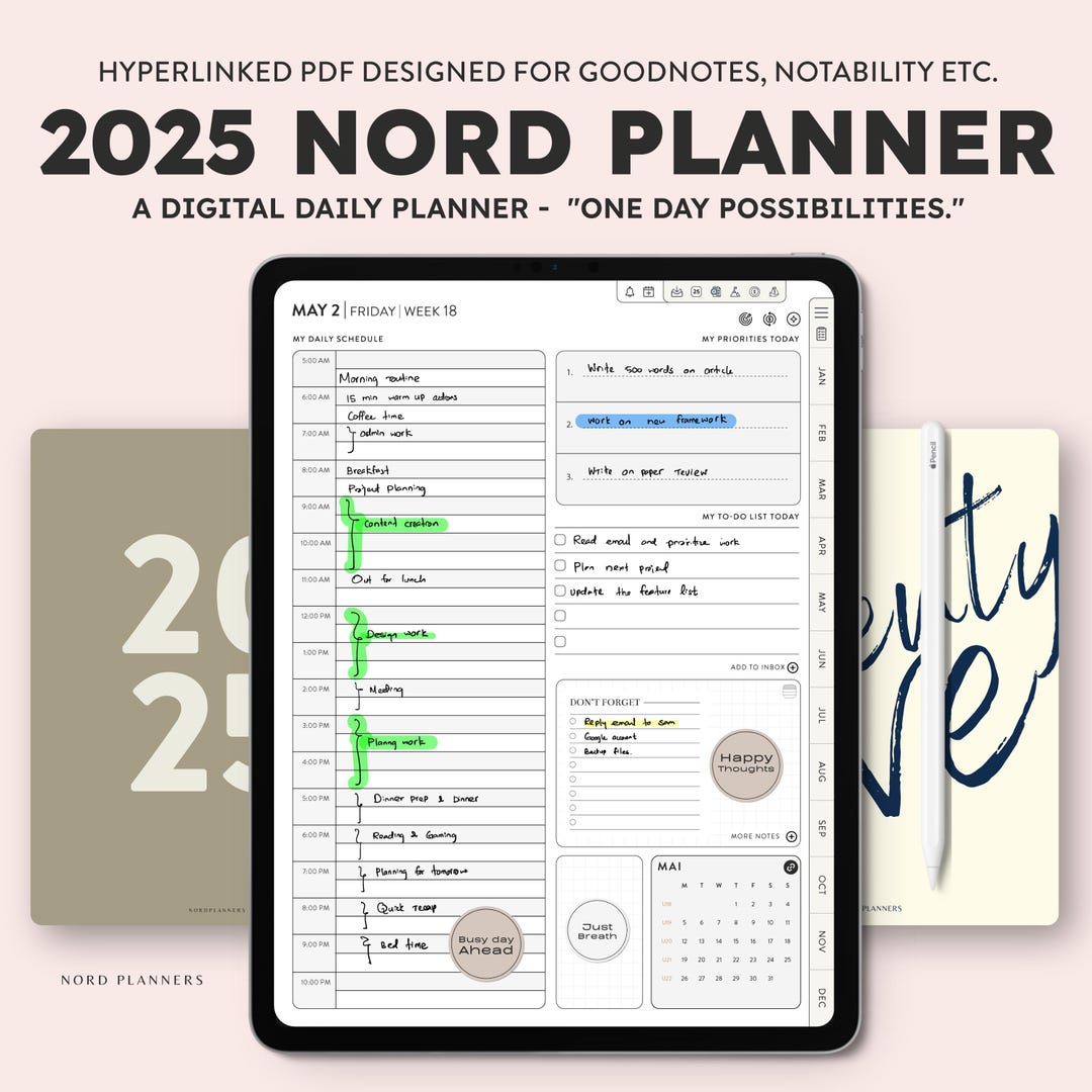 2025 Nord Digital Daily Planner for Goodnotes, Monthly Weekly Daily ...