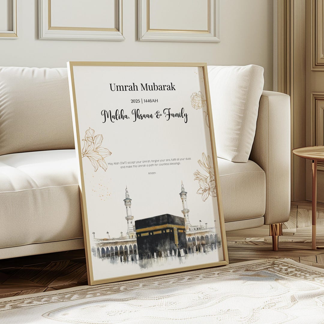 Personalised Umrah Mubarak Gifts, Custom Name Umrah Gift, Printed ...