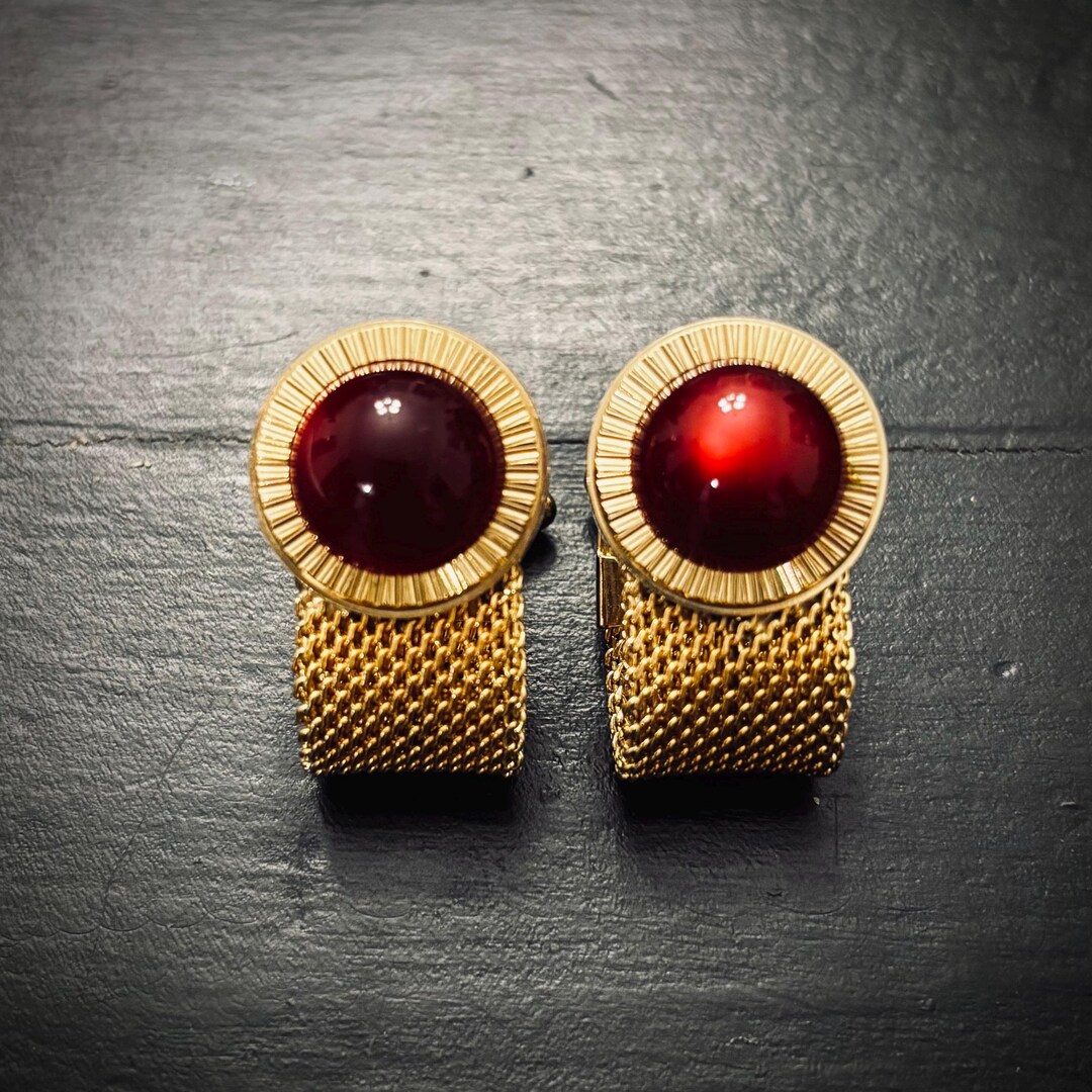 Vintage Anson Gold Toned Wrap Around Red Stone Cufflinks - Etsy