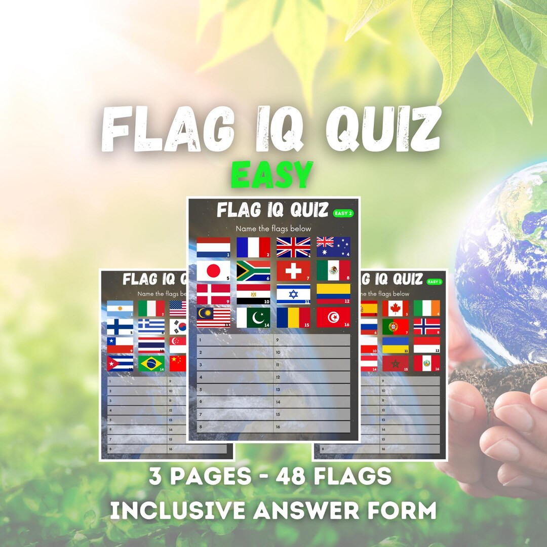 Flag Quiz | Easy | Educational Game | Download & Print - Etsy