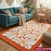 Vintage Flower Power Rug – 70s Retro Orange - Etsy